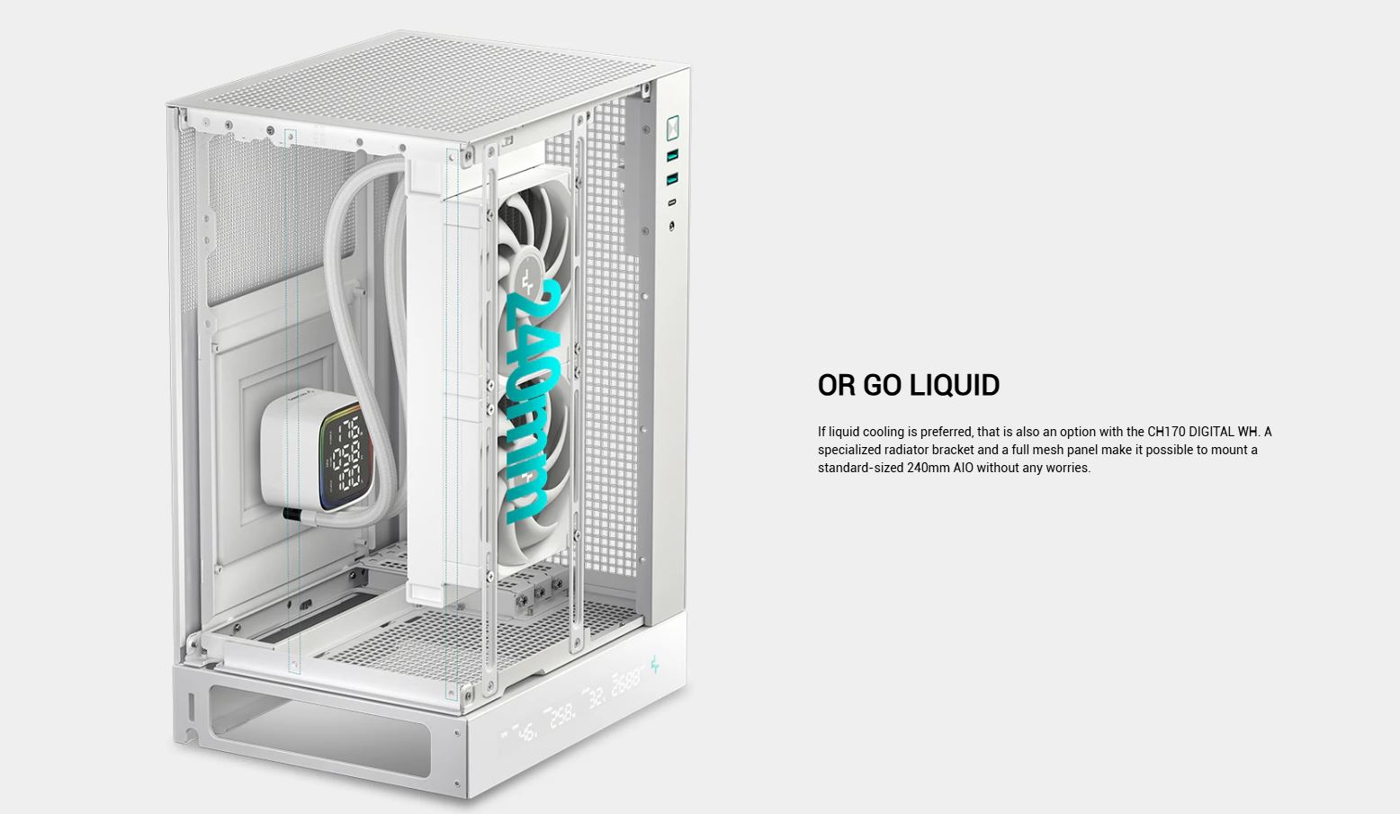 Deepcool Computer PC Case CH170 Digital Mesh Panel / View Panel Black ...