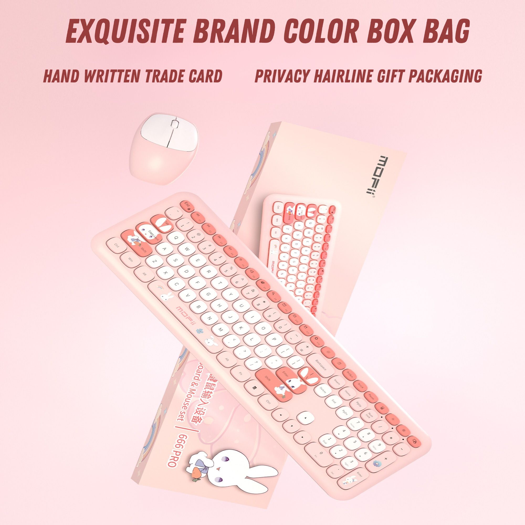 MOFII 666Pro wireless keyboard adorable rabbit design silent keyboard ...