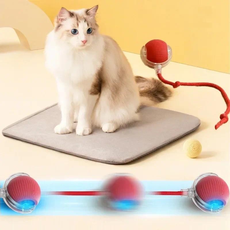 Smart cat toys, automatic charging electric cat ball toy with rope fast ...