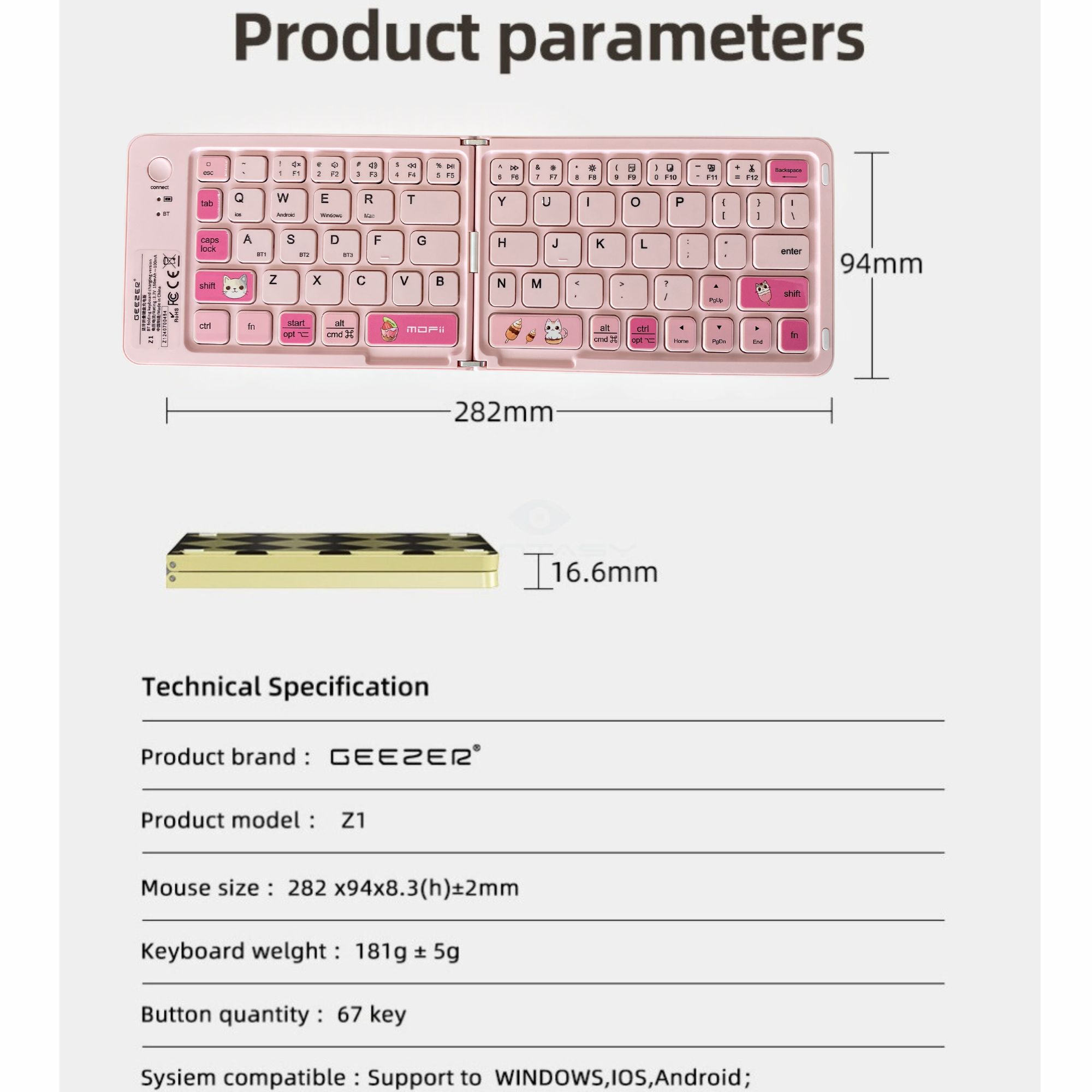 Geezer z1 new arrival Mini folding keyboard fashionable keyboard ...