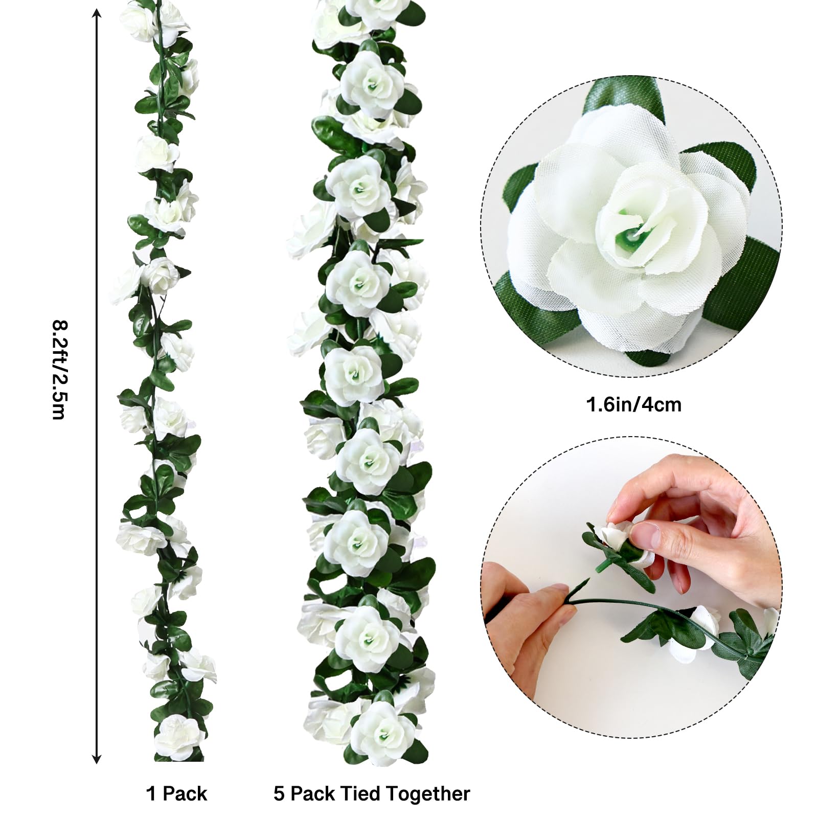 Artificial Silk Rose Flower Vine With Green Leaves Home Wedding Party ...
