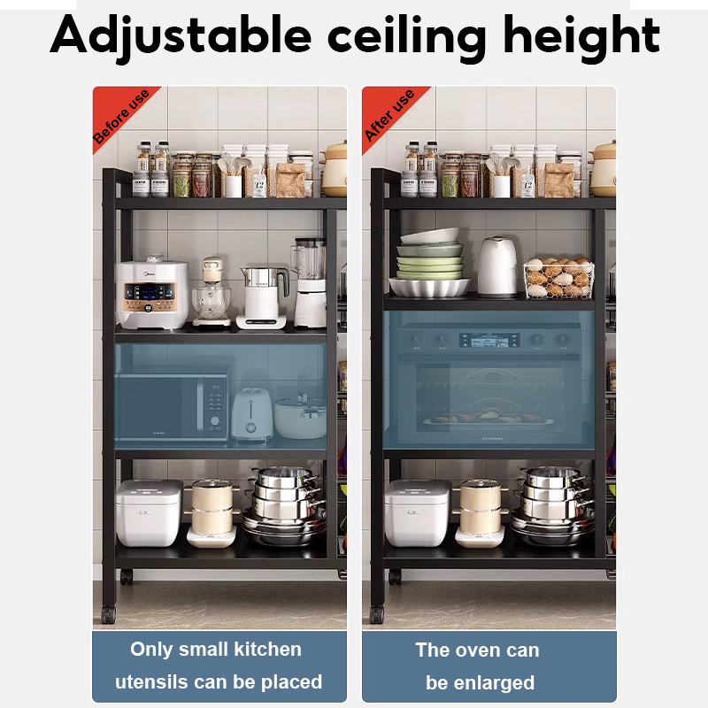 CHIT 2in1 Kitchen Storage Rack With Wheels Multi-Functional Metal Shelf ...