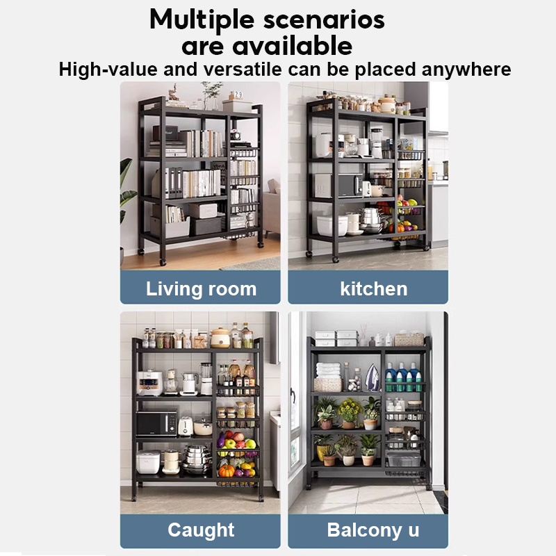 CHIT 2in1 Kitchen Storage Rack With Wheels Multi-Functional Metal Shelf ...