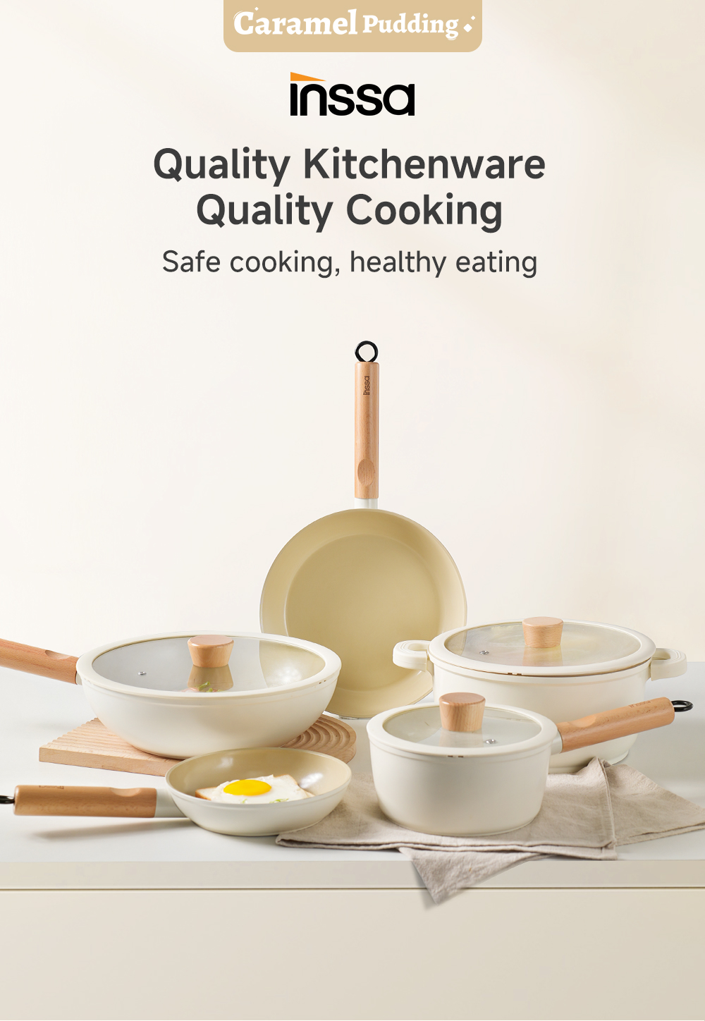 INSSA Non-Stick Frying Pan Upgrade Ceramic Coated Cookware Suitable for ...