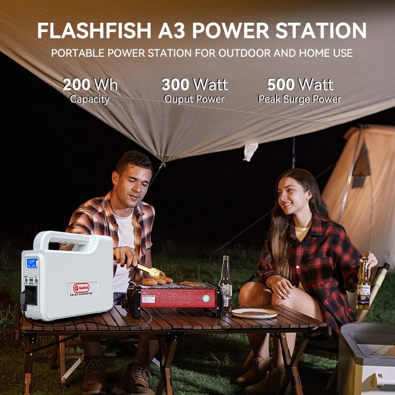 Flashfish 300W 60Hz solar generator solar panel power station Lifepo4 ...