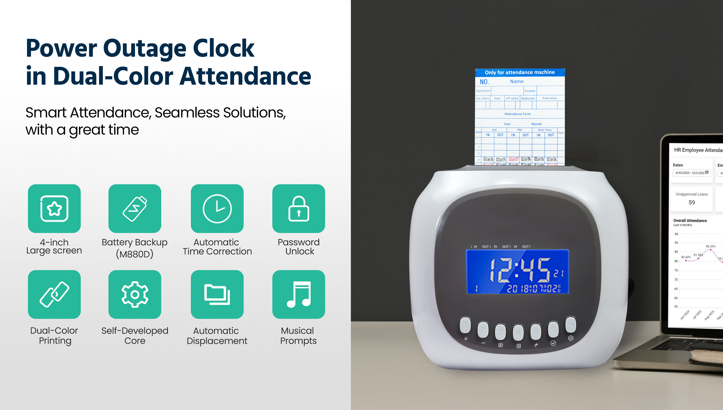 Punch Card Attendance Machine bundy clock Time Recorder Local Warranty ...