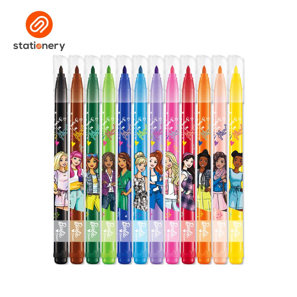 Maped Barbie Felt Tip Markers - Pack of 12 Colors | Shopee Philippines
