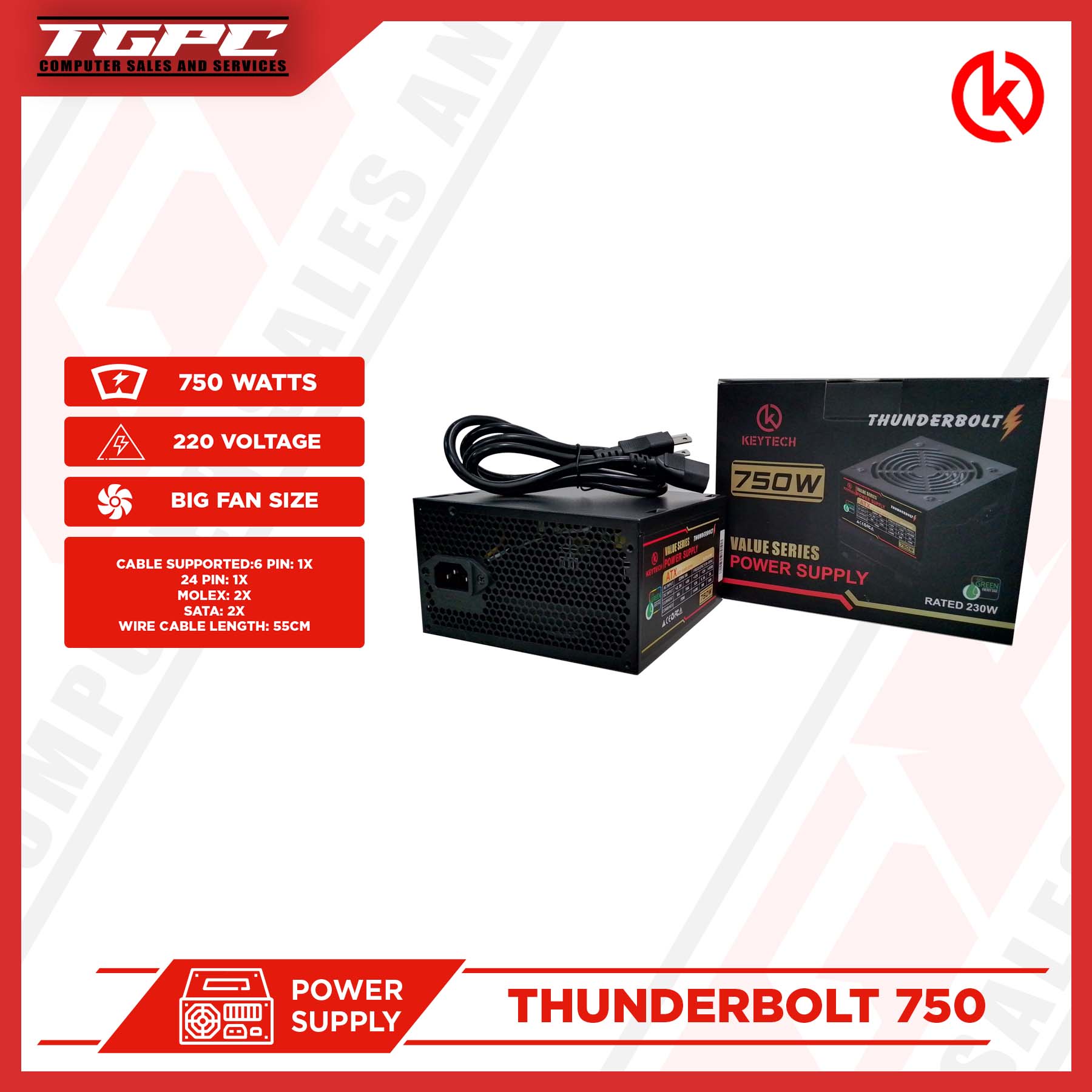 Keytech Thunderbolt 750 watts PSU | Shopee Philippines