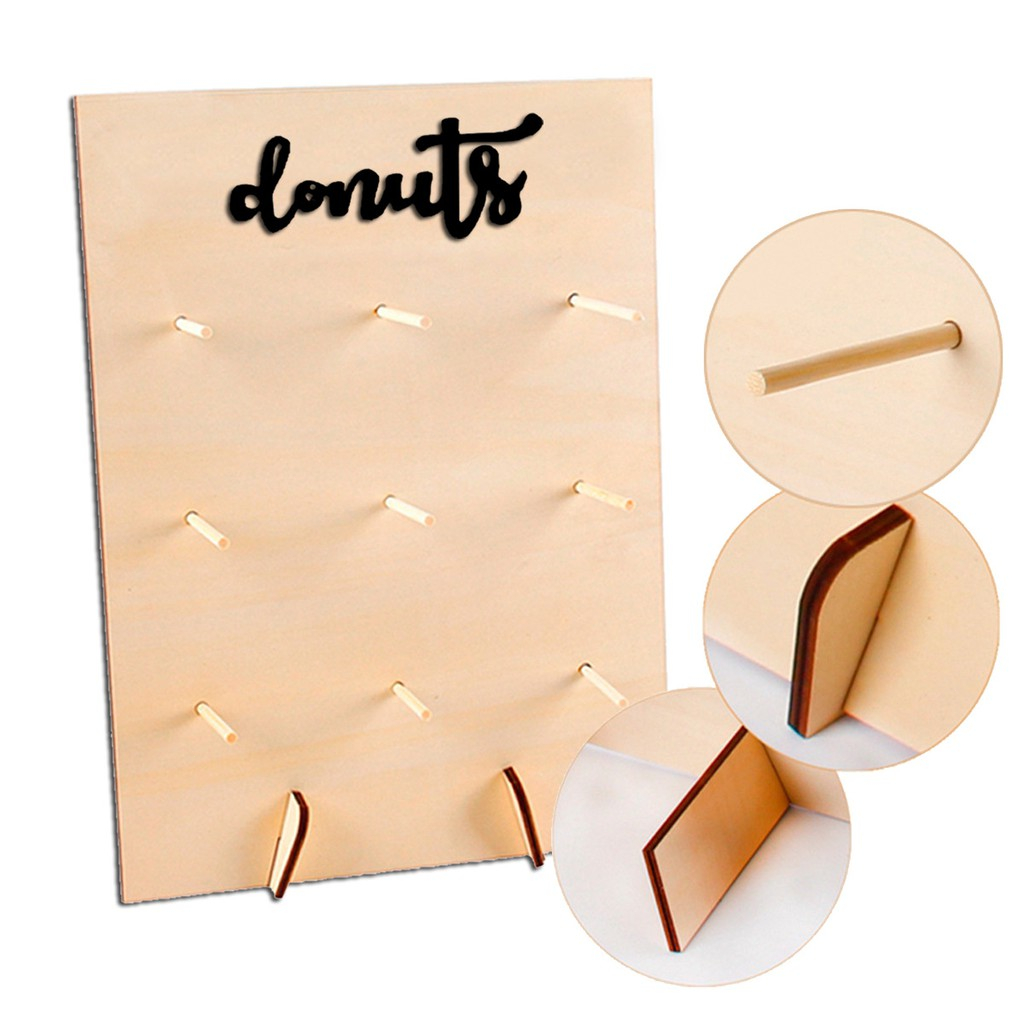Wooden Donuts Wall Display Stand Holder Donut Sweets Doughnut Rack for ...