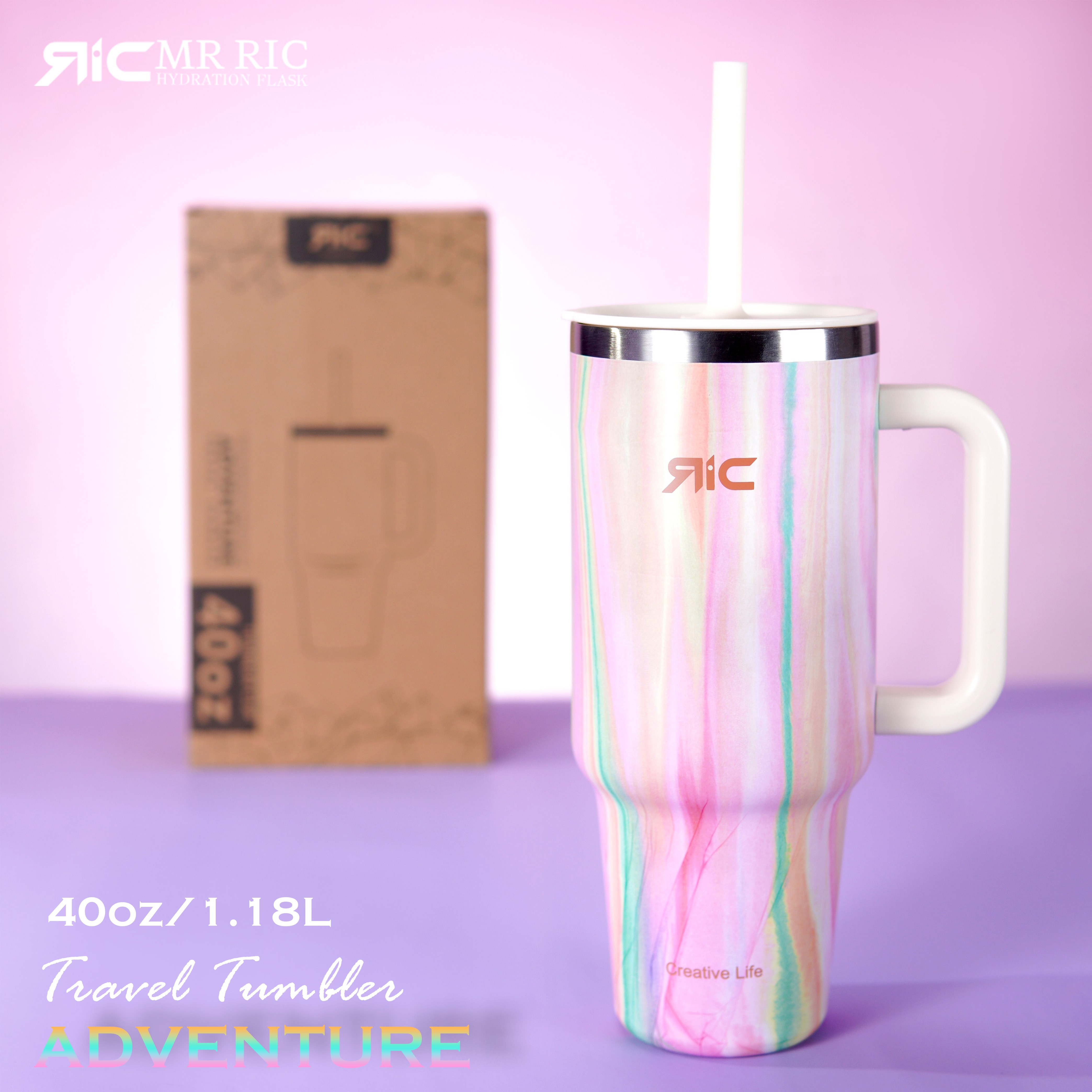 Mr Ric Adventure Travel Tumbler with Handle and Silicone Straw ...