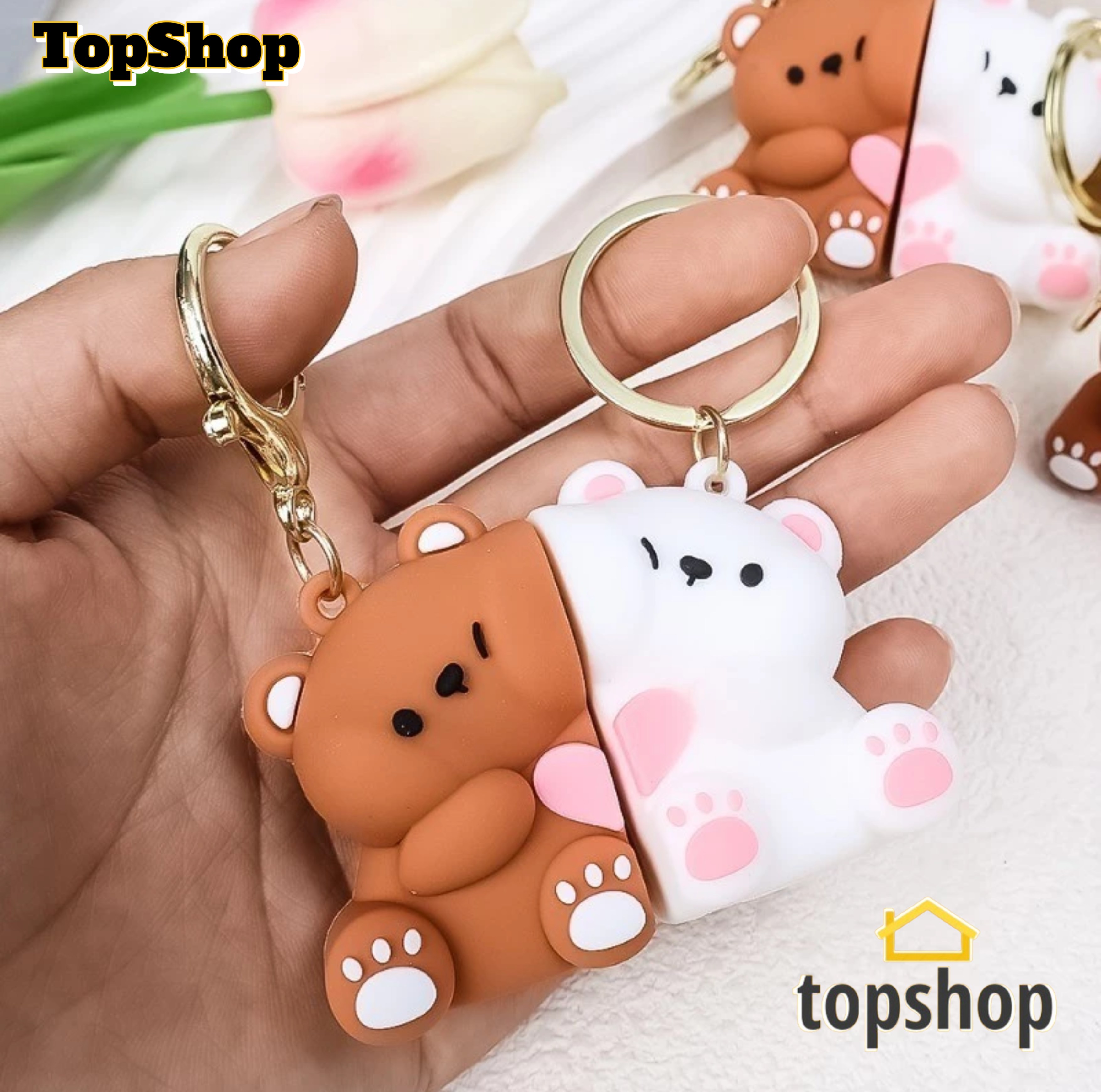 TOPSHOP 2in1 Couple Magnetic Cute Bear Pendant Keychain Sweet Backpack ...