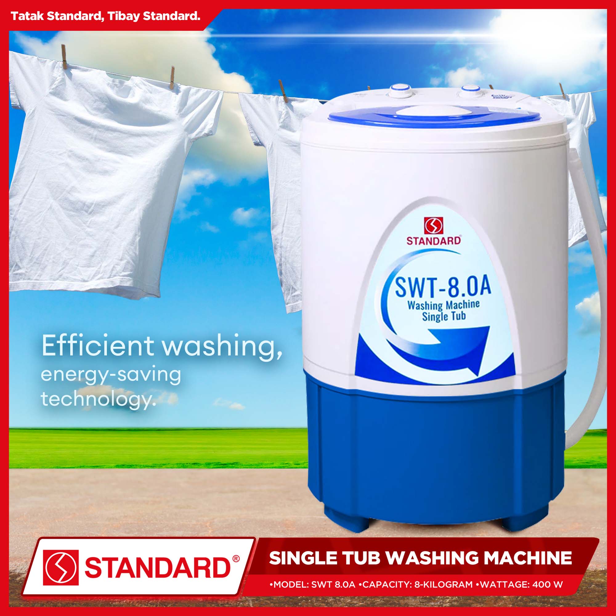 Standard Appliances SINGLE TUB Washing Machine SWT-8.0A / 8 KG Capacity ...