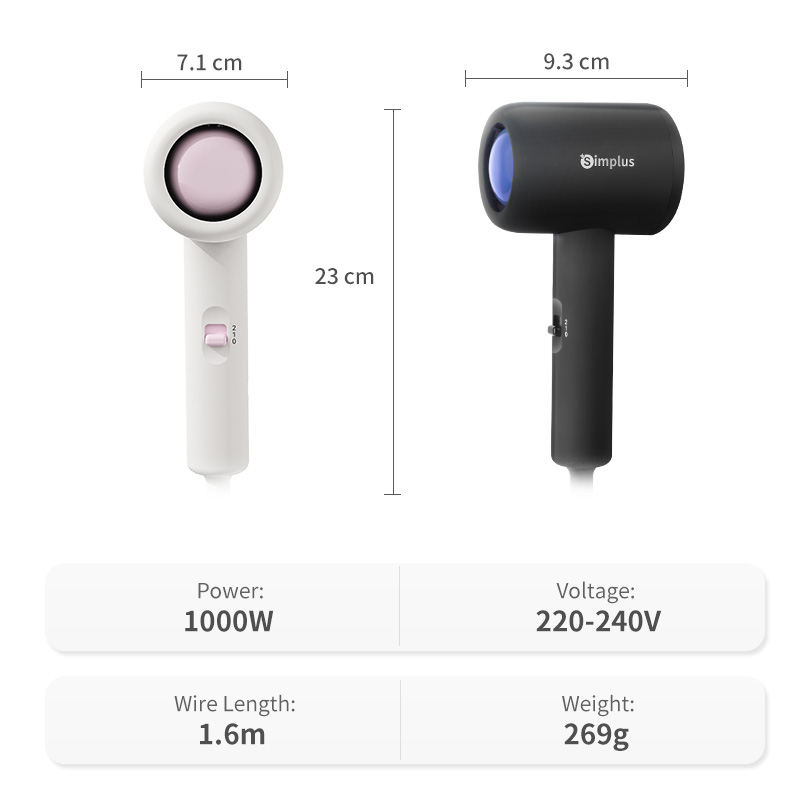 Simplus Hair Quick Dry Blower Dryer 1000W Blue/Pink/Black CFJH004 ...