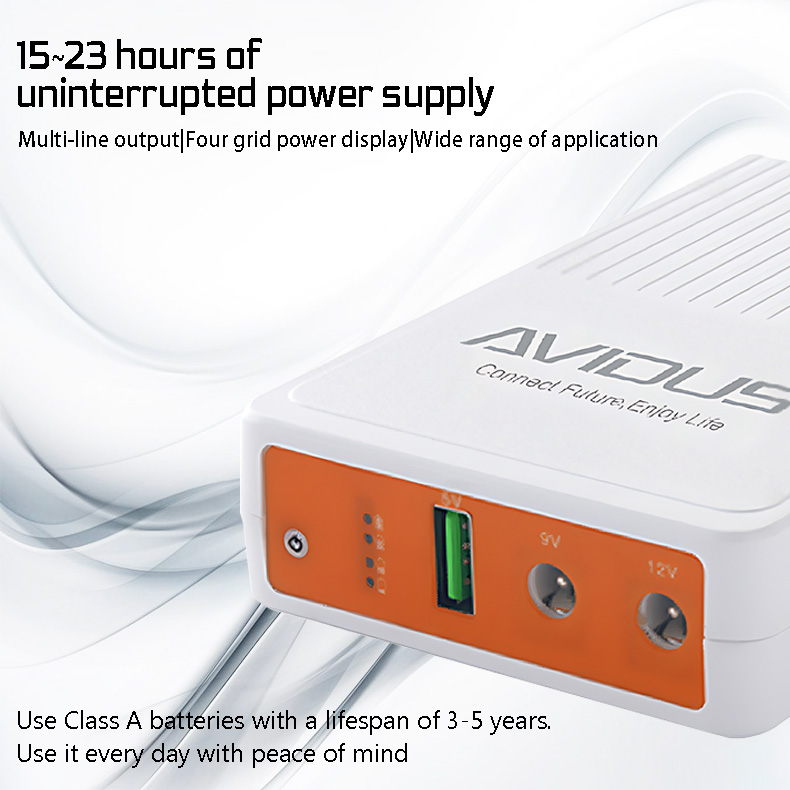 AVIDUS 10400mAh Mini UPS Backup Power Supply 2A 5V/9V/12V Voltage ...