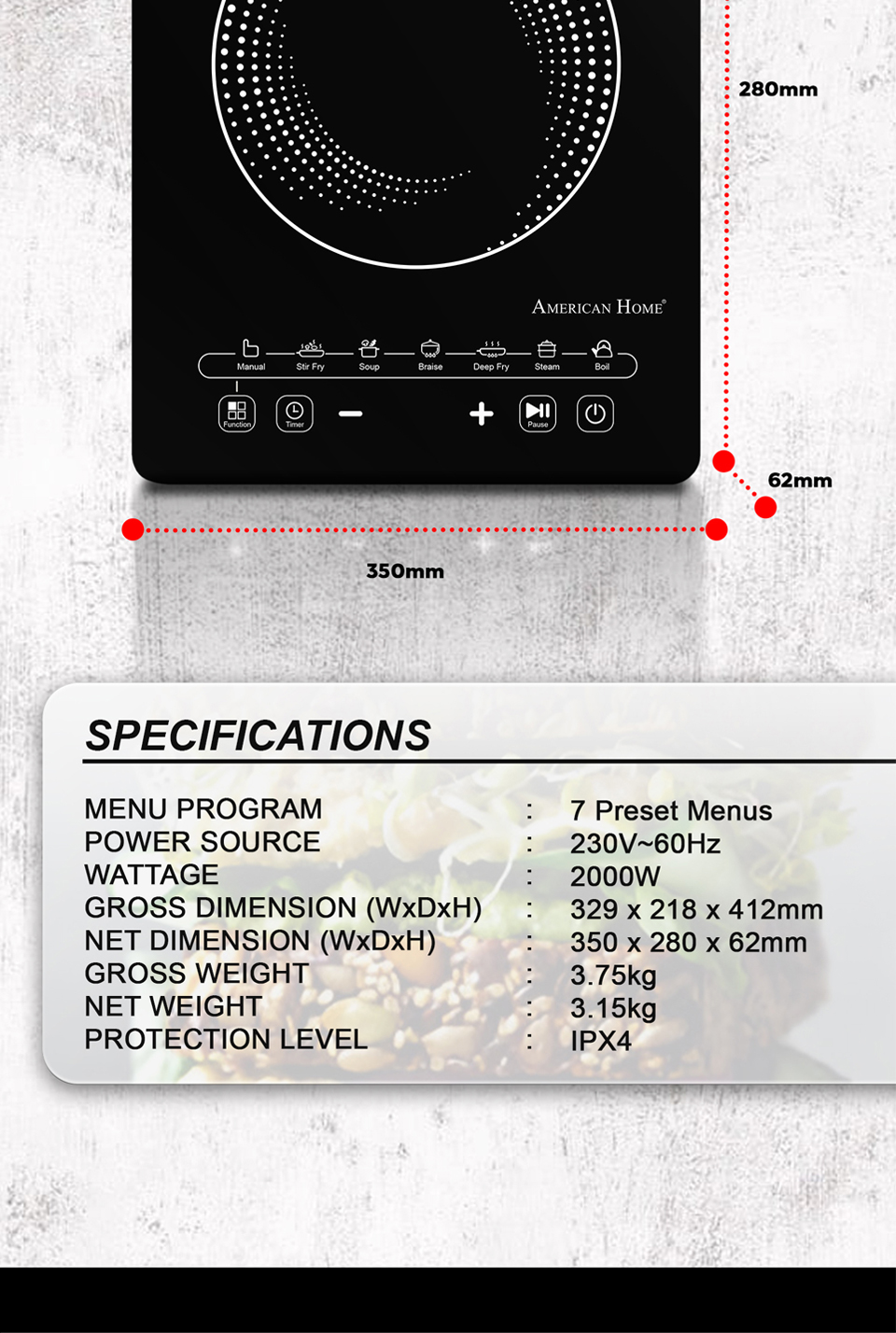 American Home AIC-M24W2000TB Induction Cooker with FREE Pot | Shopee ...