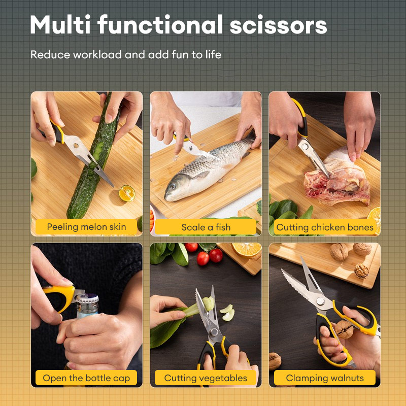 Deli 9 Inches Kitchen Scissors Multi-purpose 3Cr13 Stainless Steel ...