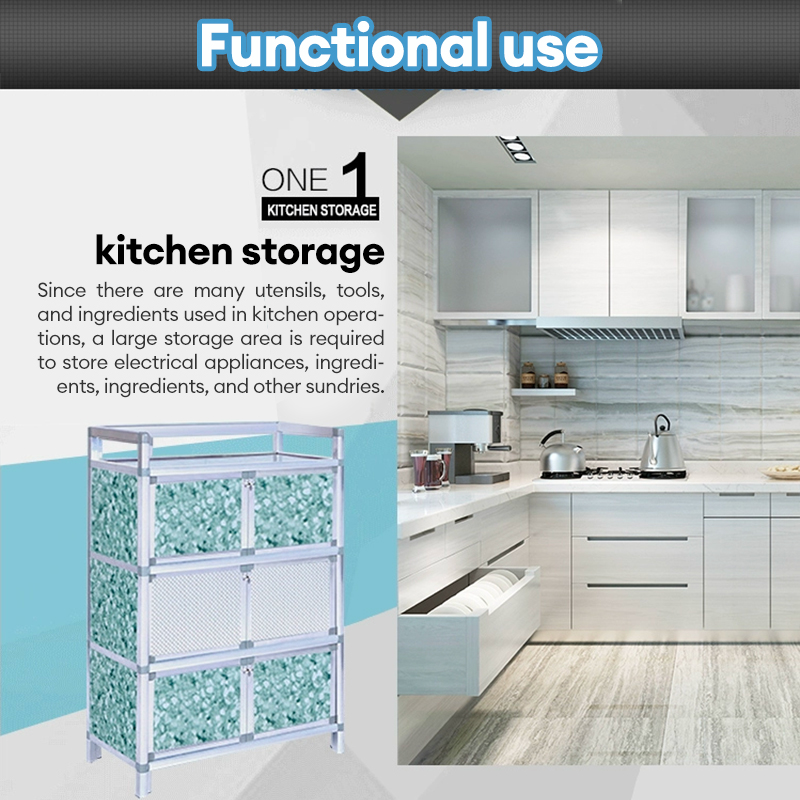 Kitchen Storage Rack With Door Organizer Shelf Cupboard Stainless Steel ...