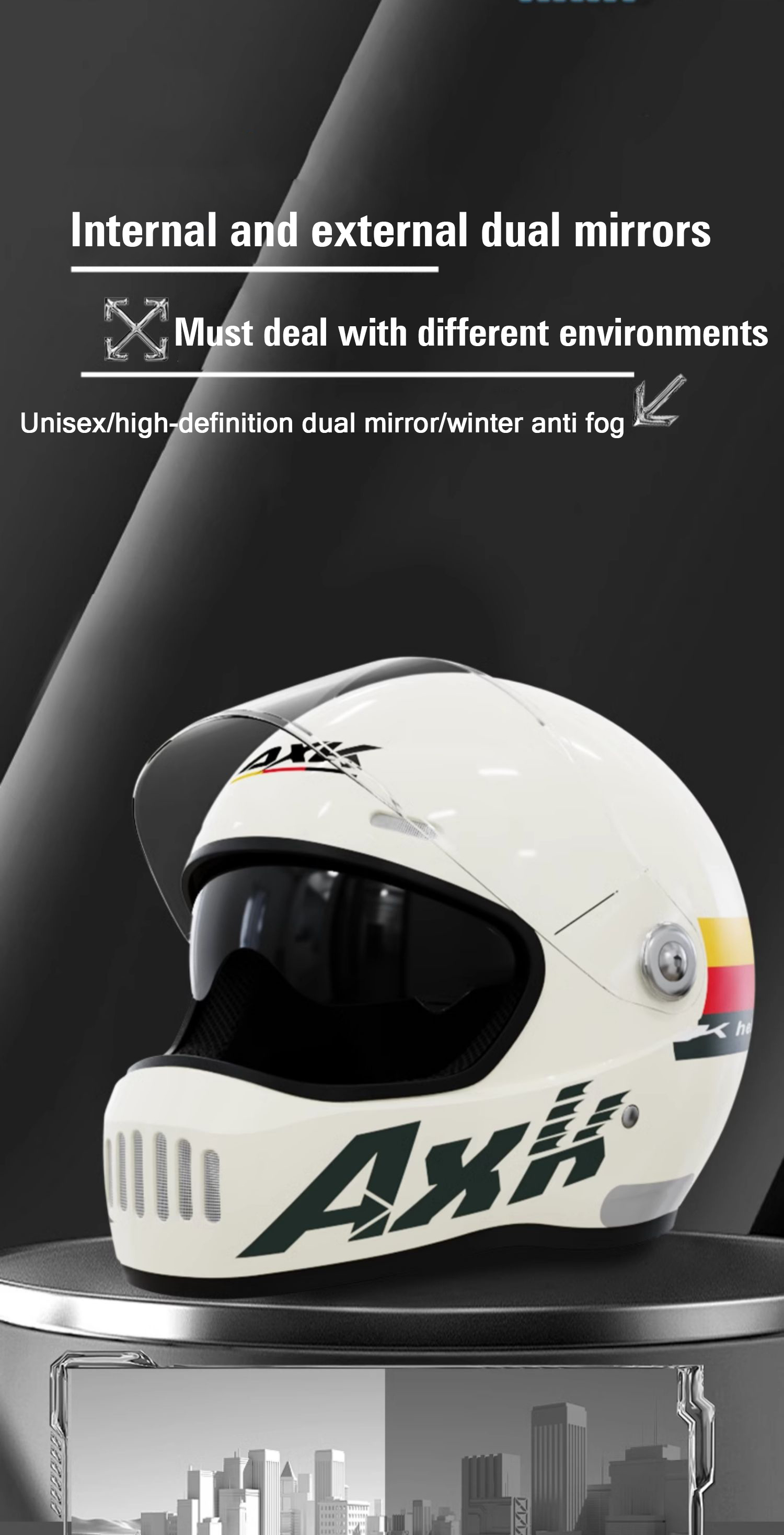 AXK 901 Motorcycle full-face helmet unisex dual-mirror helmet dust ...