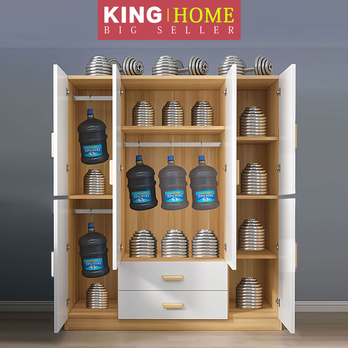 Home Bedroom Wardrobe Wooden Durable Cabinet 120/90 * 40 * 180CM(White/Wood/White+Wood) | Shopee ...