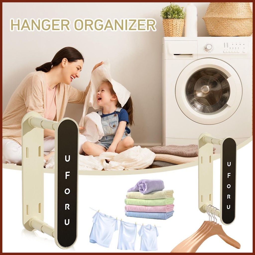 Retractable Hanger Storage Rack self Adhesive Clothes Hanger Organizer ...
