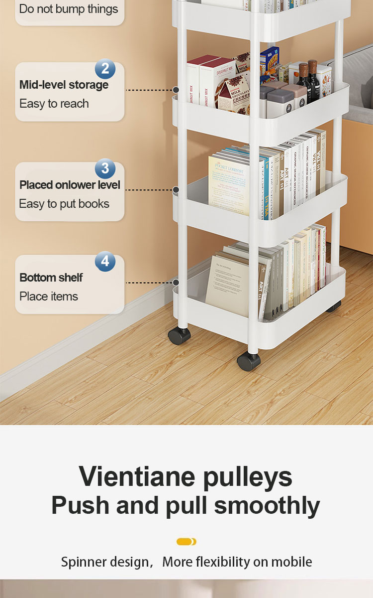 SK Trolley Cart Moving Rack Kitchen Storage Shelf 3 Tier Cabinets ...
