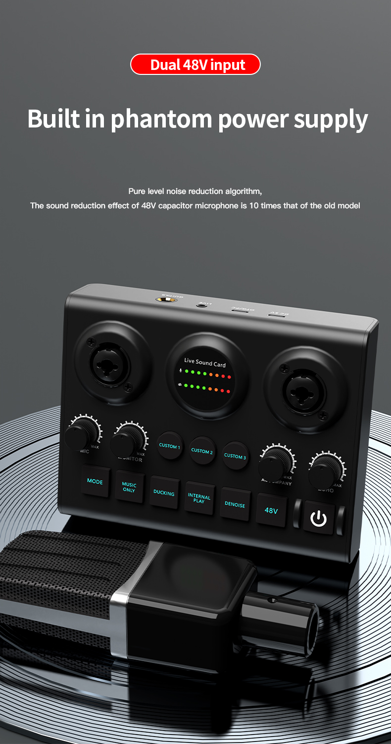 F10 Live Sound Card Auditory Mixing Console Intelligent Noice Reduction ...