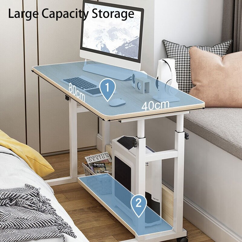 OKK Adjustable Laptop Table With Wheels Computer Desk Lamesa Bedside ...