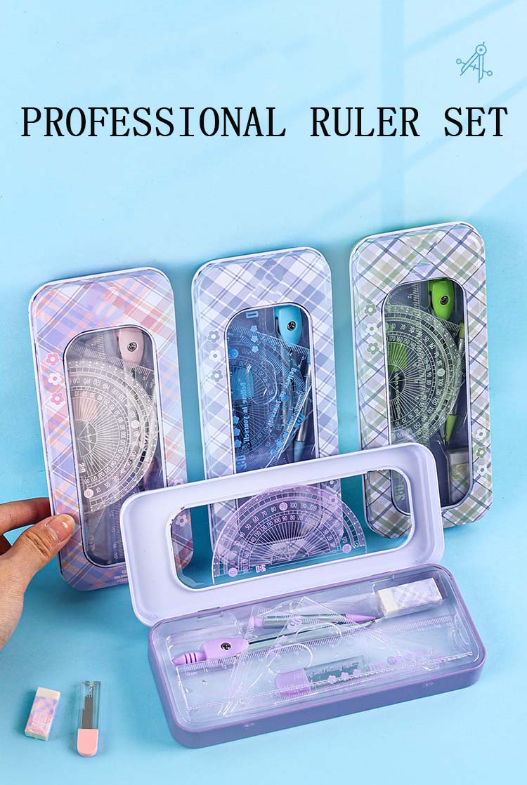 7Pcs/ Set Of Geometric Compass Ruler Set Of Student Drawing Measurement ...