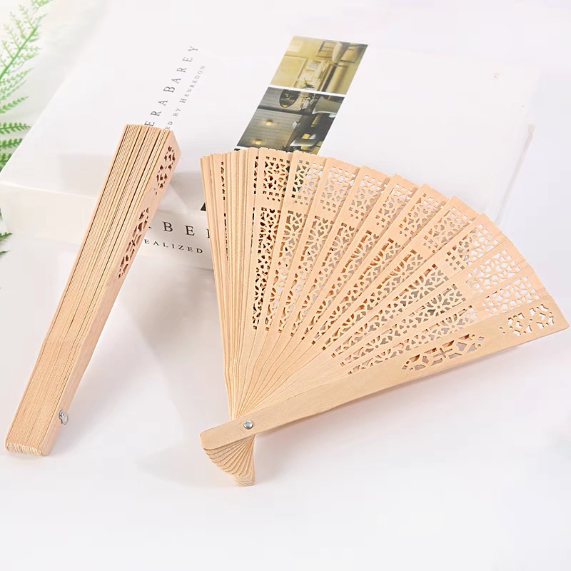 Wooden Chinese Style Hollow Folding Fan Plain Fan (NO Box) | Shopee ...