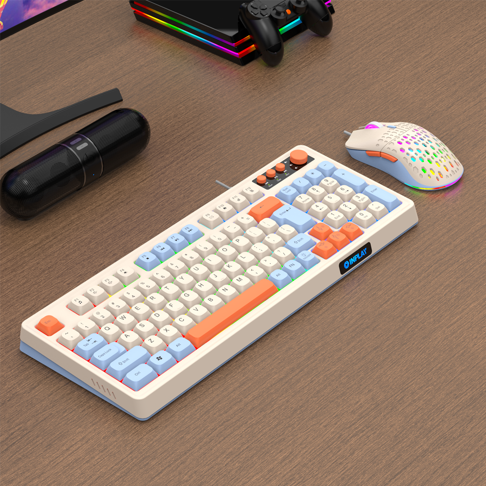 Inplay STX390 Colorful Keyboard and Mouse Set Wired Gaming Keyboard ...