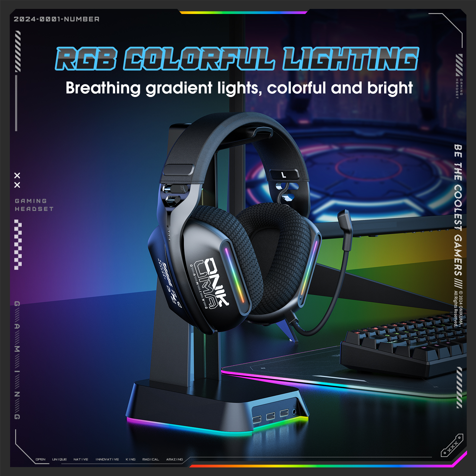 Onikuma GT808 Gaming Headset with Mic and Noise Cancellation Headphone ...