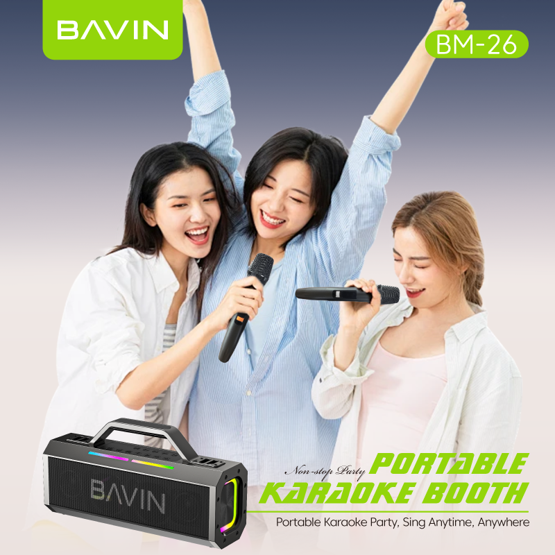 BAVIN BM26 Outdoor Bluetooth Speaker Waterproof & Durable w/ 2 Wireless Microphones & Remote ...
