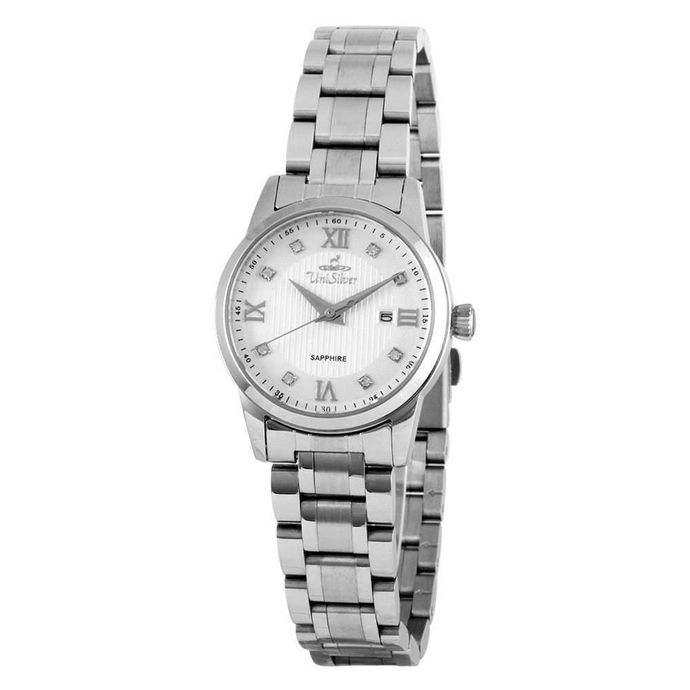 UniSilver TIME Women's Silver / White Sapphire Analog Stainless steel ...