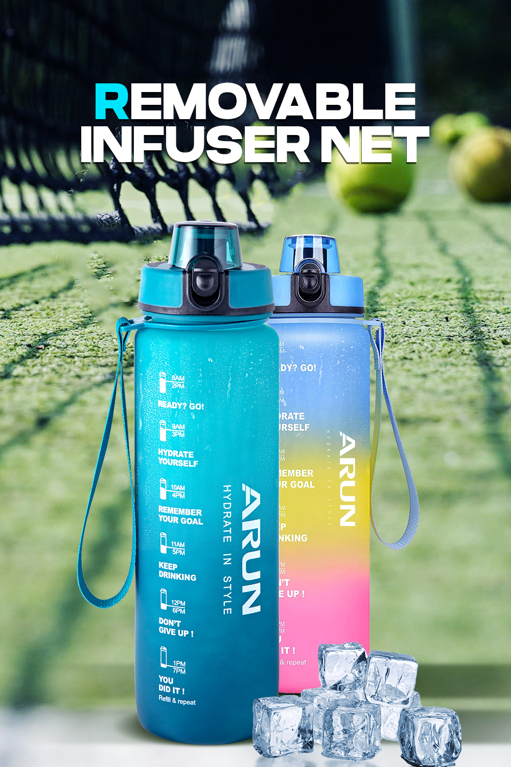 Tumbler ARUN Motivational Water Bottle BPA Free Sports 1 Liter Resuable ...