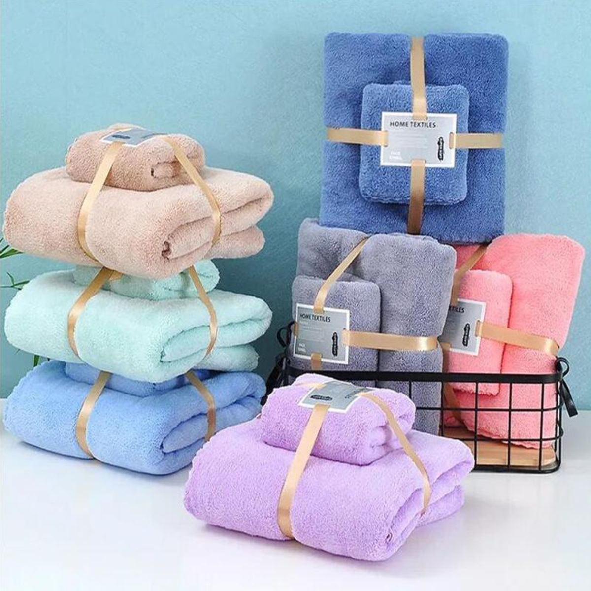 2in1 Mesh Pack Set Towels and Adult Bath Towel for Adult Colorful Non ...
