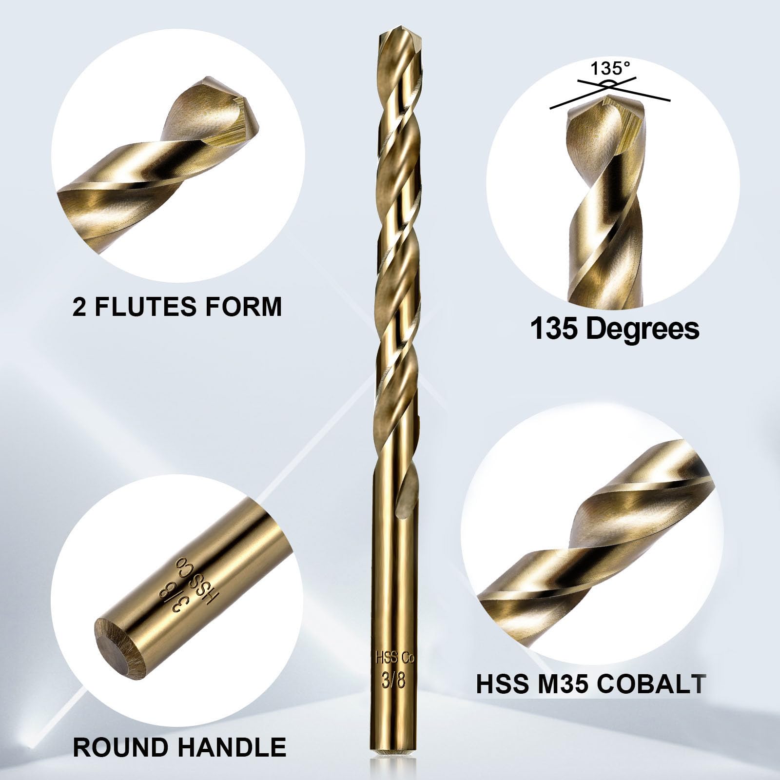 10PCS HSS Cobalt Drill Bit For Metal/Stainless Steel/Aluminum/Wood/Plastic 1/8",5/32",3/16",1/4 ...