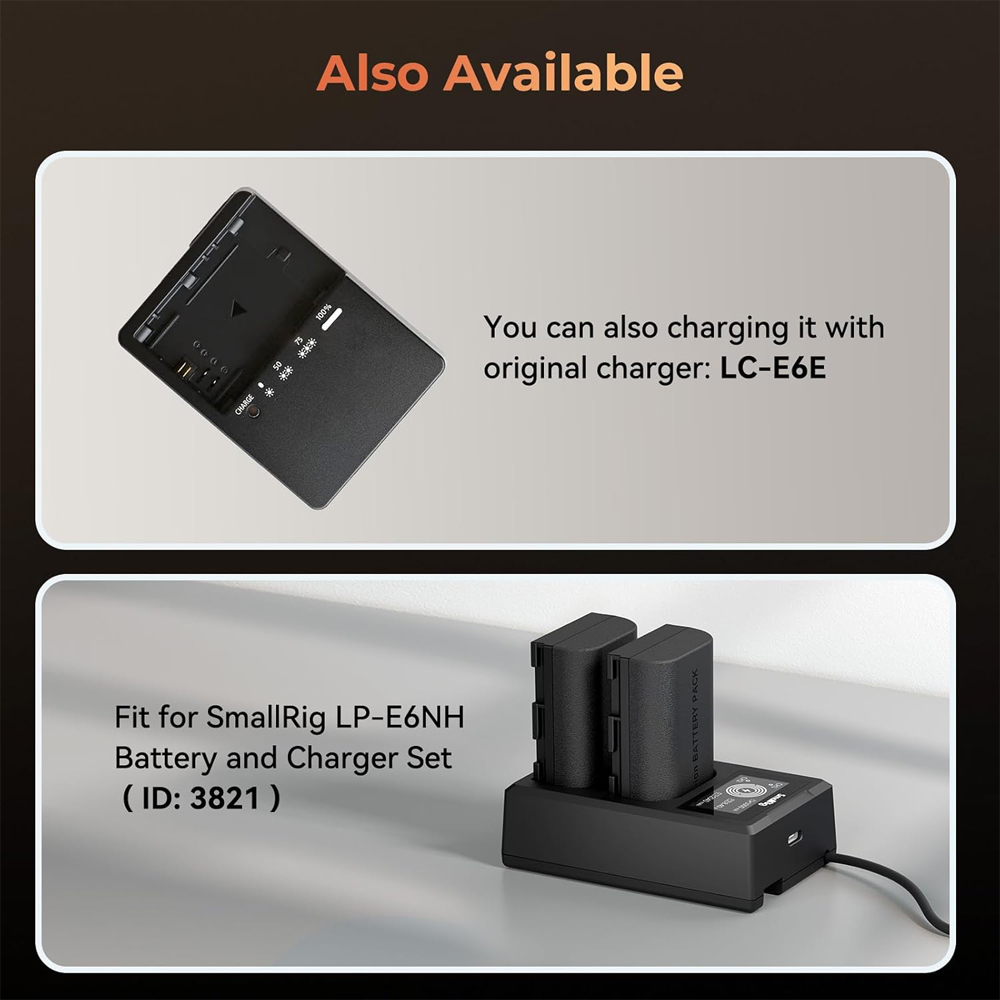 SmallRig LP-E6NH Rechargeable Li-Ion Battery 2400mAh 7.2V, USB-C Direct Charging for CANON ...