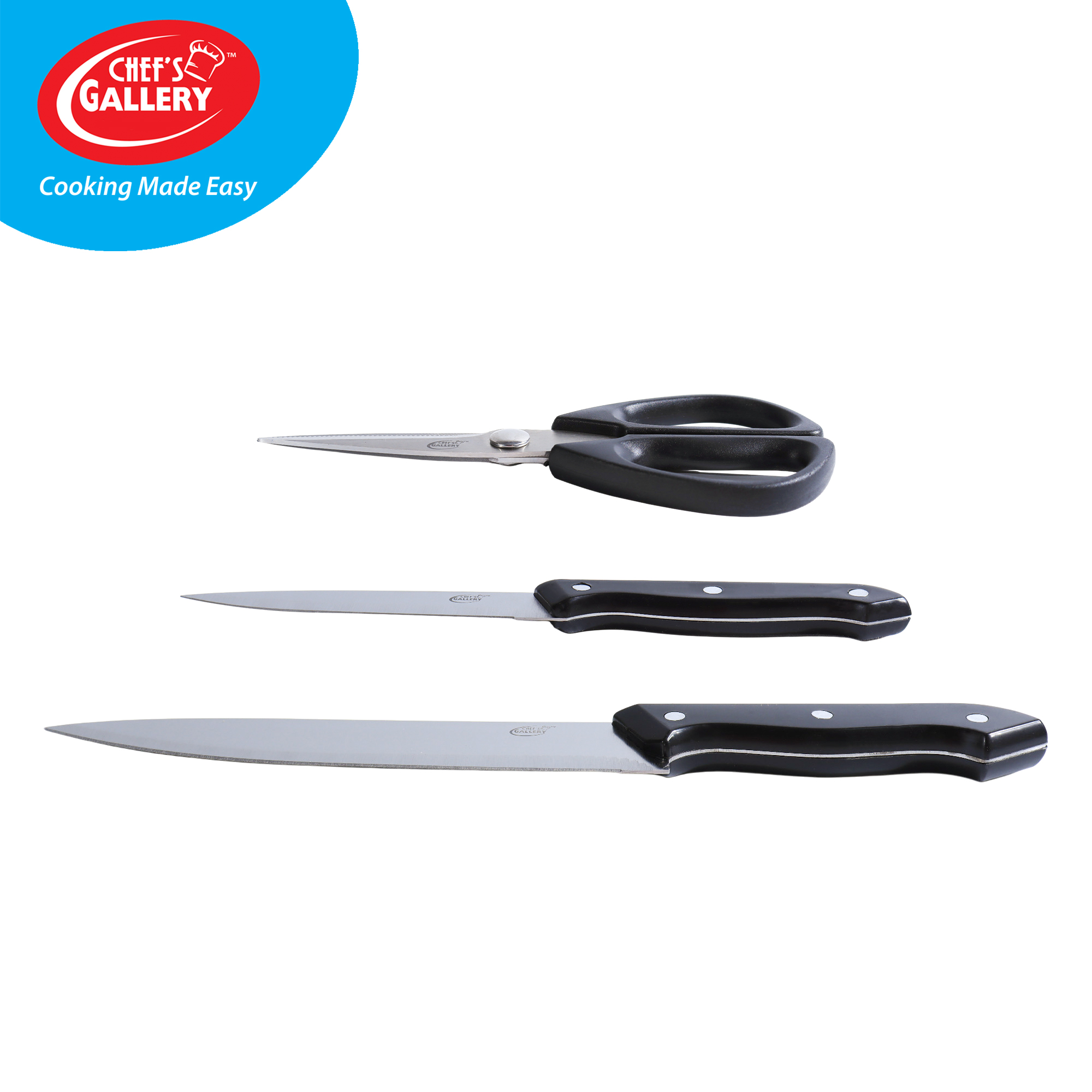 Chef's Gallery 3-Piece Knife Set | Utility Knife 4 1/2", Chef Knife 8 ...