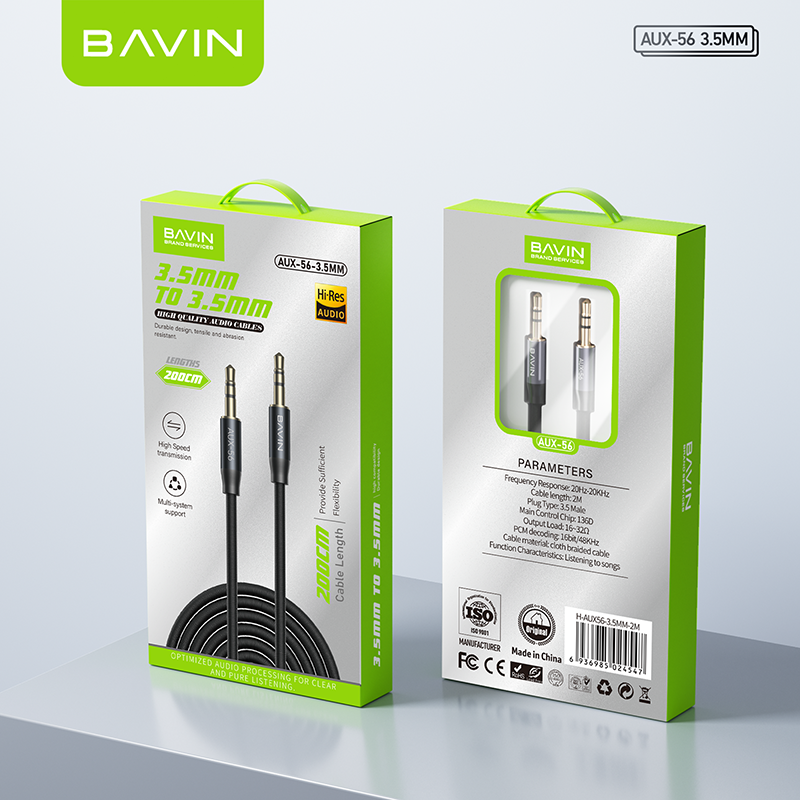 BAVIN AUX56 HiFi Audio Aux Cable Supports Multi-Device Use w/ Stereo ...