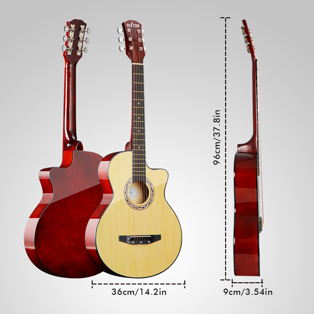 RIXTON 38 Inch Acoustic Guitar Low Action Guitar for Kids/Adults ...
