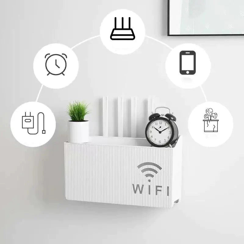 Hanging Router Storage Box WiFi Router Storage Wall Shelf, Wall-Mounted ...