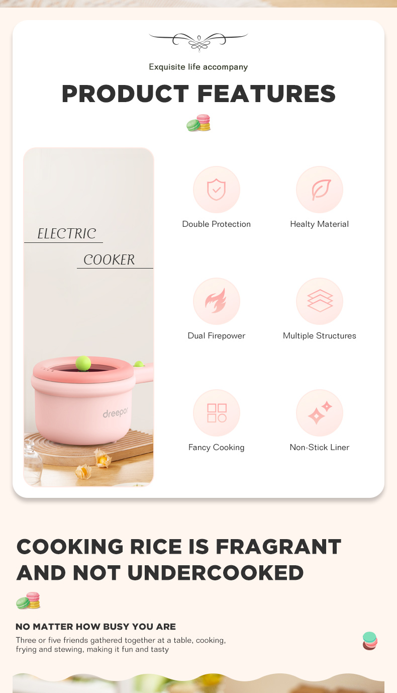 Dreepor Multifunctional Electric Cooker Cooking Pot Household Mini Rice ...