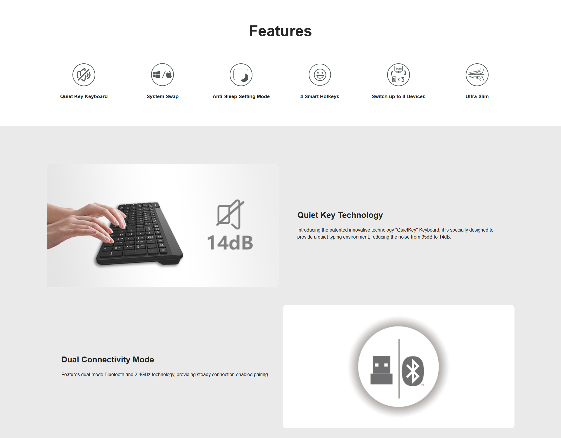 A4Tech FBK23 Quiet Key Bluetooth & 2.4G Wireless Keyboard | Shopee ...