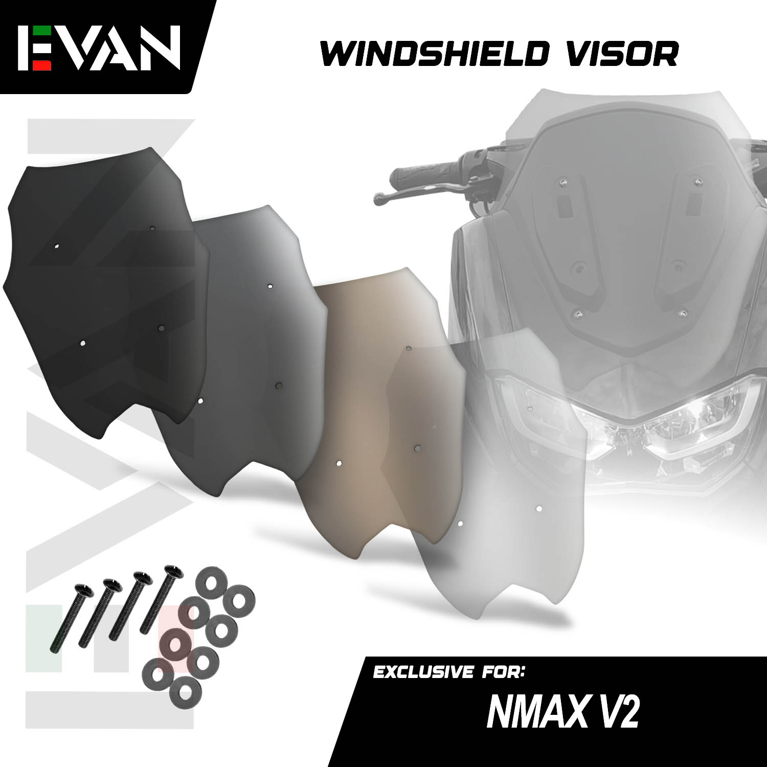 EVAN PH 1PC WINDSHIELD VISOR FOR YAMAHA NMAX MOTORCYCLE COMPATIBLE ONLY ...