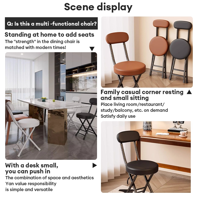 Soft！Folding Chair Small Dining Tables Backrests Stools Household ...