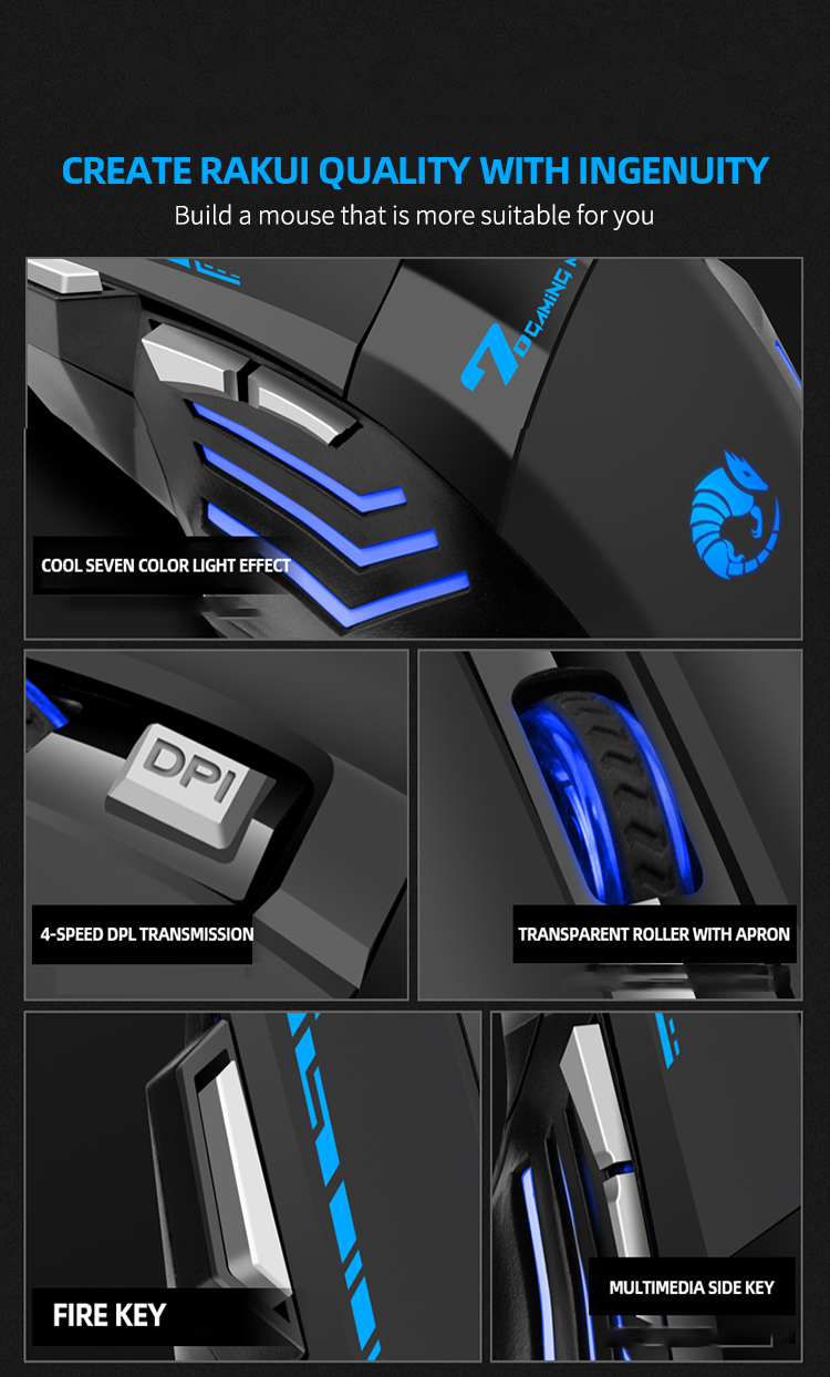 Zeus x Raiku Wired Gaming Mouse 4 DPI Adjustment LED Optical Mice 7 ...