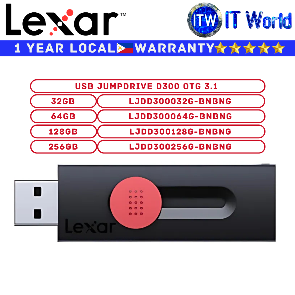 Itw | Lexar USB Flash Drive JumpDrive D300 OTG USB 3.1 Gen 1 (32GB ...