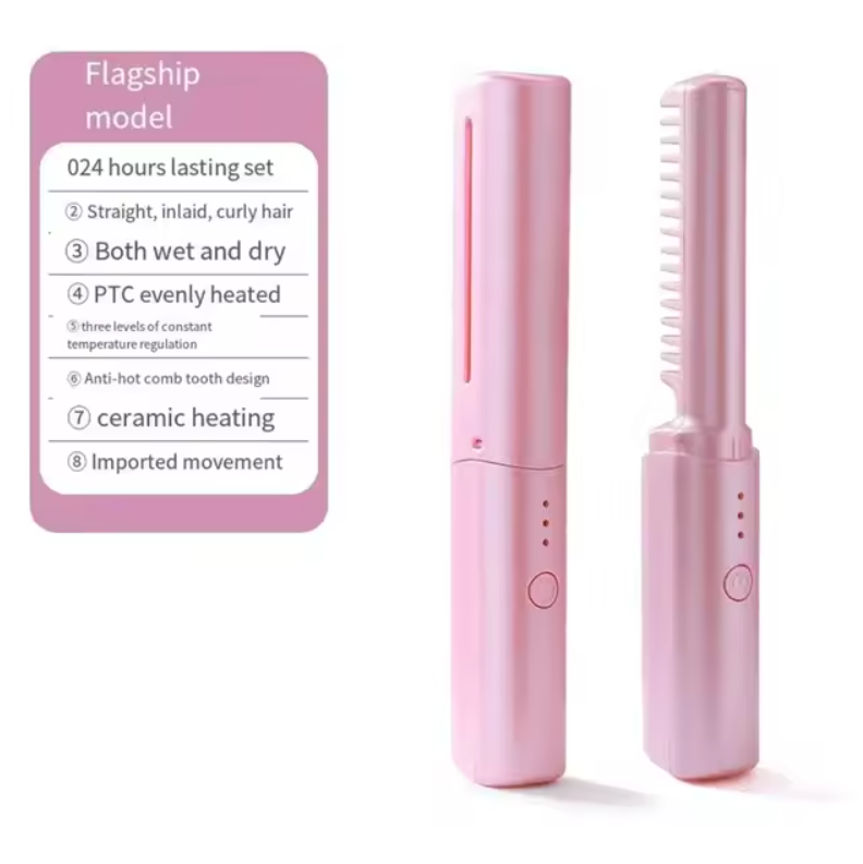 Straight Hair Comb Wireless 2 in 1 Hair Straightener and Curler USB ...
