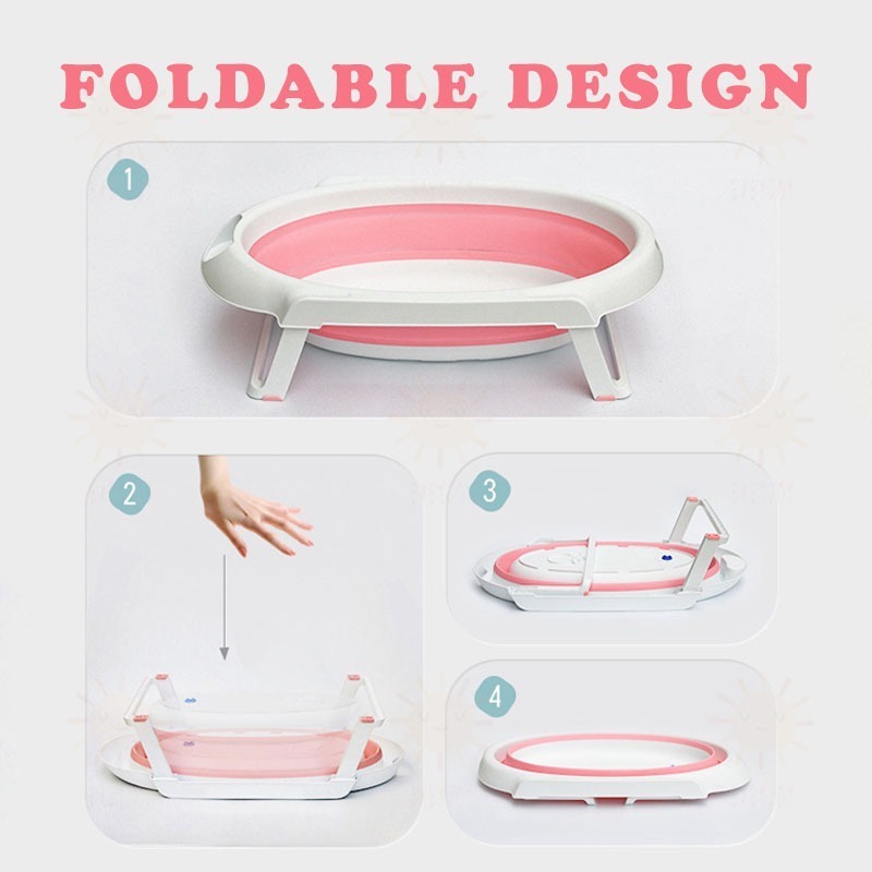 Baby Bath Tub with Stand Rack Foldable Nursing Station Laundry ...