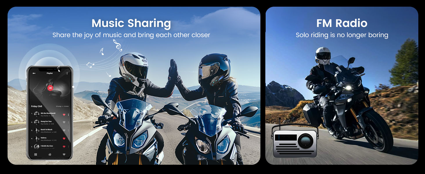 GEARELEC Shark Bluetooth Motorcycle Intercom Helmet Headset 1000m ...